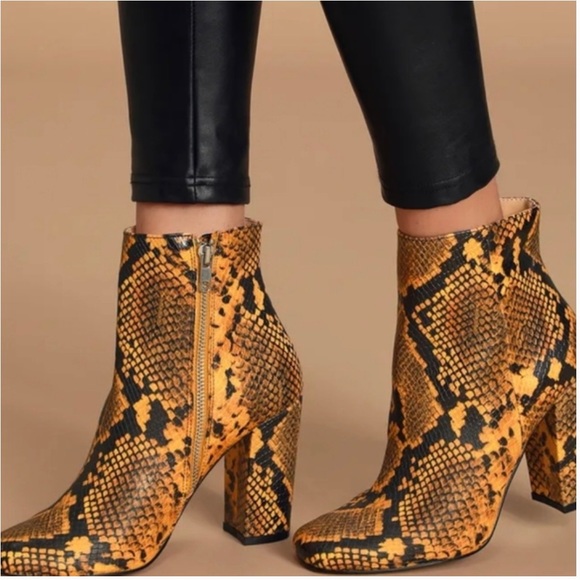 Steve Madden | Shoes | Steve Madden Boots Yellow Snakeskin Print Pixie ...